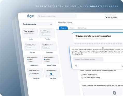 form builder dashboard ui ux design drag and drop behance