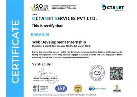Internshipexperience Webdevelopment Html Css Javascript Octanetprivatelimited Karan Manickam