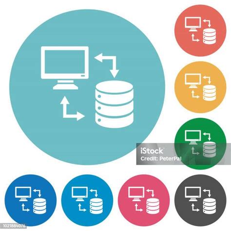 Syncronize Data With Database Flat Round Icons Stock Illustration Download Image Now Backup