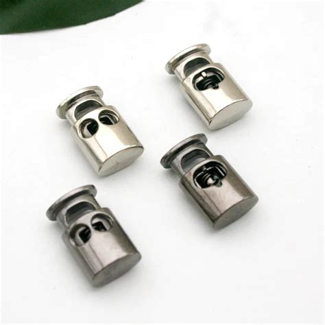 Diy 30pcs Lot Oval Metal Alloy Stoppers Toggle Cord Locks Drawstring Lock Two Holes For 4mm
