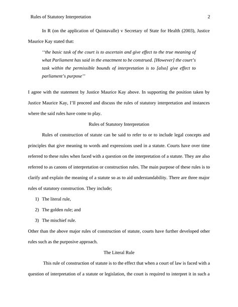 Statutory Interpretation Rules In The Legal System