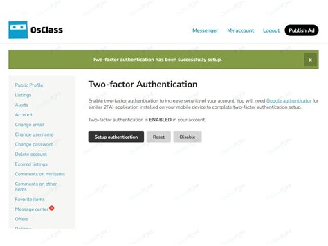Two Factor Authentication Plugin For Osclass Classifieds Protection