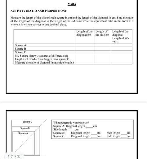 Solved Maths Activity Ratio And Proportion Measure The Length Of The