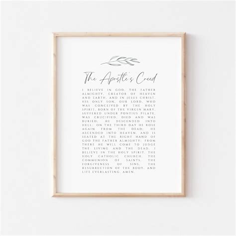 The Apostles Creed Prayer Wall Art Apostles Creed Print