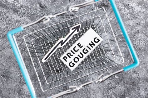 Inflation Or Price Gouging Text With Arrow Representing Prices Going Up And Shopping Basket
