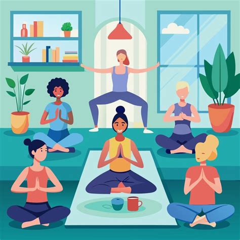 Women Sitting In Lotus Pose On The Floor In A Room During A Yoga