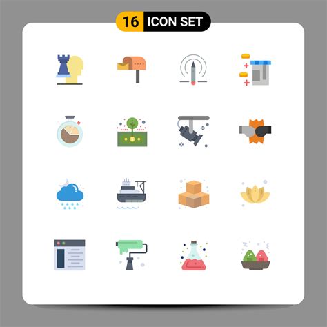 16 User Interface Flat Color Pack Of Modern Signs And Symbols Of Clock Measure Learining