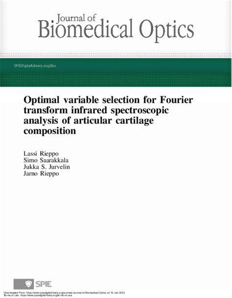 Pdf Optimal Variable Selection For Fourier Transform Infrared Spectroscopic Analysis Of