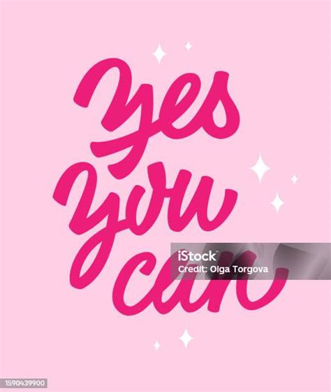 인형 스크립트 서예 스타일의 트렌디하고 대담한 분홍색 글자 디자인 문구 그래 넌 할수있어 고립된 손으로 그린 타이포그래피 그림 패션 웹 인쇄를 위한 영감을 주는 디자인 요소