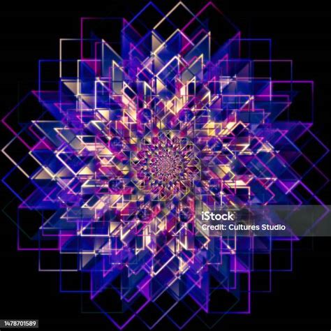 프랙탈 개체 기하학적 디자인 여러 가지 빛깔의 패턴 검은 배경 그림 0명에 대한 스톡 벡터 아트 및 기타 이미지 0명 3
