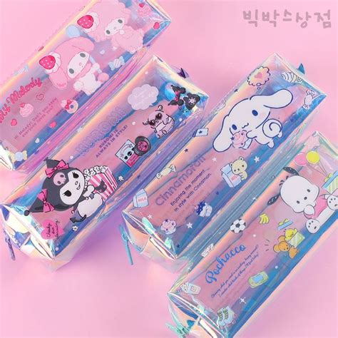 산리오 홀로그램 사각필통 버전2 1p 캐릭터 마이멜로디 쿠로미 시나모롤 포차코 봉제필통 선 홈플러스 택배배송