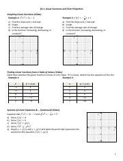 Chapter 3 Notes Handouts Hybrid Pdf 3 1 Linear Functions And Their