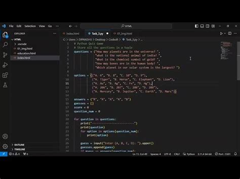 Dipanshu Sagar On Linkedin Python Internship Codsoft Quizgame