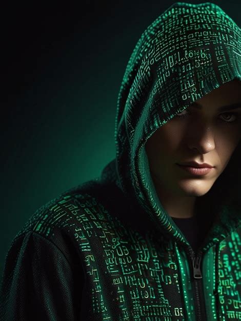 Cyber Security Hacker With Binary Background Premium AI Generated Image