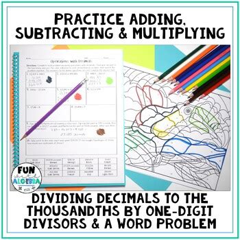 Operations With Decimals Color By Number By Fun With Algebra TPT