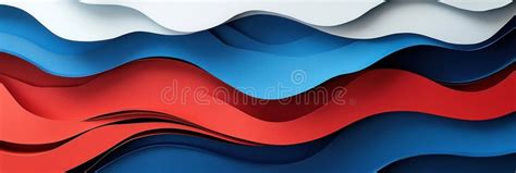 Dynamic Layered Waves In Red Blue And White Create A Powerful Paper Art Background Reflecting