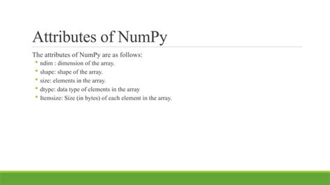 Numpy Library Introducton In Python Pptx