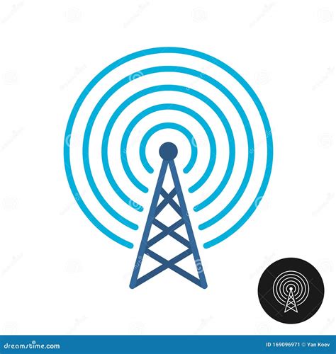 Radio Or Television Tower Color Icon Thin Line Style Antenna Signal