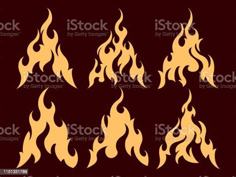 Set Ikon Api Unggun Elemen Desain Ilustrasi Stok Unduh Gambar