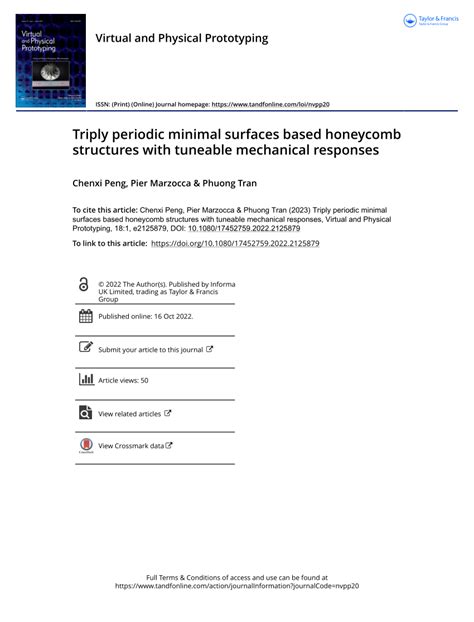 PDF Triply Periodic Minimal Surfaces Based Honeycomb Structures With Tuneable Mechanical Responses