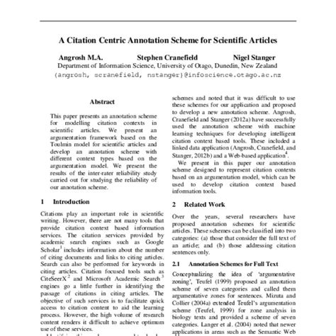 A Citation Centric Annotation Scheme For Scientific Articles Acl