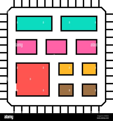 Microcontroller Electrical Engineer Icon Color Illustration Stock