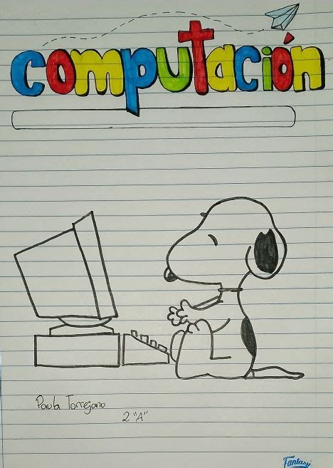 Portada Computación 🖥️🖱️ School Book Covers Notes Inspiration Snoopy