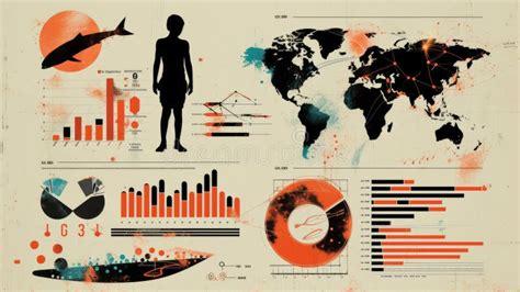 Abstract Data Visualization With Global Network Elements Stock Photo