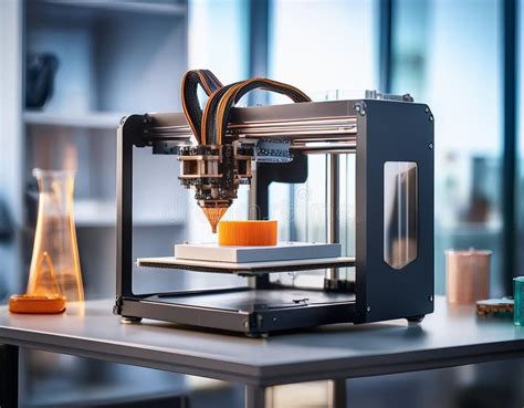 3d Printer Creating A Prototype In A Lab Stock Illustration Illustration Of Machine Workshop
