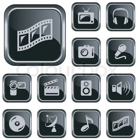 Multimedia Button Set Stock Vector Colourbox