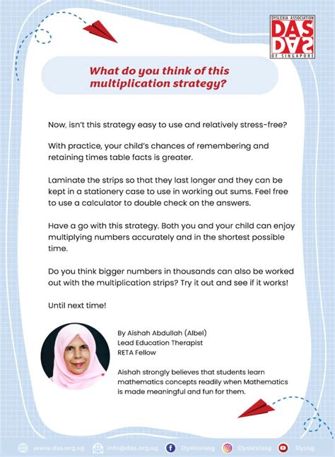 Multiplication Secrets Dyslexia Association Of Singapore