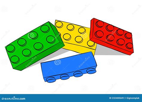 Set Of 4 Hand Draw Sketch Vector Random Position Stack Brick Toys