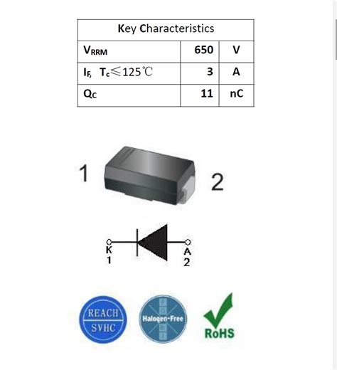 G53yt Sma 650v 3a Silicon Carbide Power Schottky Barrier Diode Diode