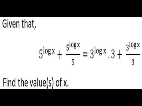 How To Find The Value Of X With Base Numbers In Logarithmic Equation YouTube