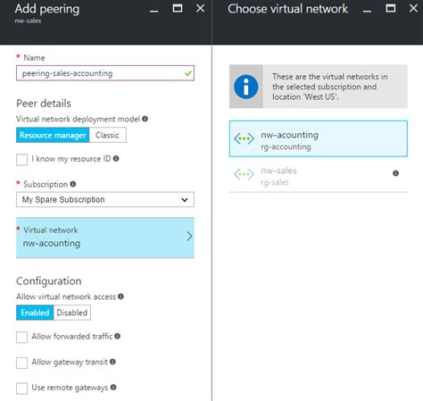 Connect Two Azure Resource Manager Virtual Networks Using Vnet Peering