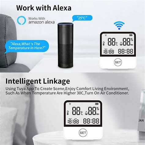 Комплект интелигентни сензори за температура и влажност Lcd дисплей Wifi връзка Emag Bg