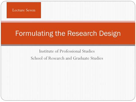 Pdf Formulating The Research Design · Formulating The
