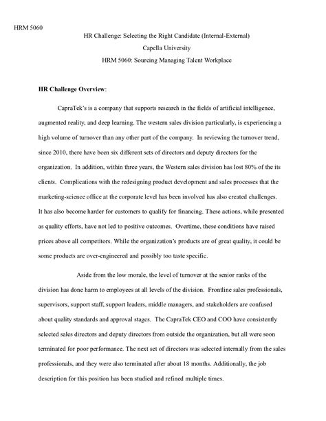 Assignment 1docx Hrm 5060 Hr Challenge Selecting The Right Candidate