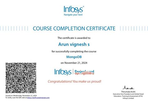 Mongodb Datascience Infosysspringboard Continuouslearning Arun Vignesh