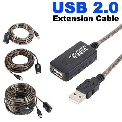 สายตอยาว USB 2 0 ยาว 5 10 15 20 25 เมตร ม IC USB 2 0 Extension Cable Male To Female High Speed
