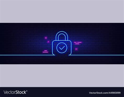 Security Lock Line Icon Cyber Defence Sign Neon Vector Image