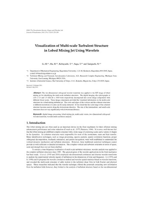 Pdf Visualization Of Multi Scale Turbulent Structure In Lobed Mixing Jet Using Wavelets
