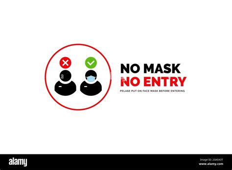 Face Mask Required Warning Prevention Sign No Face Mask No Entry Sign Design Human Profile