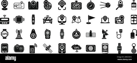 Gps Tracker Icons Set Simple Vector Car Geolocation App City