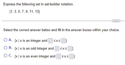 Solved Express The Following Set In Set Builder Notation Chegg Com