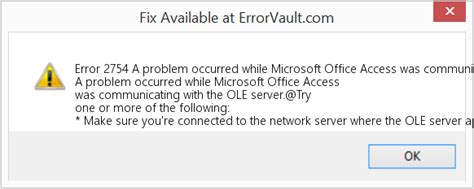 how to fix error 2754 a problem occurred while microsoft office access