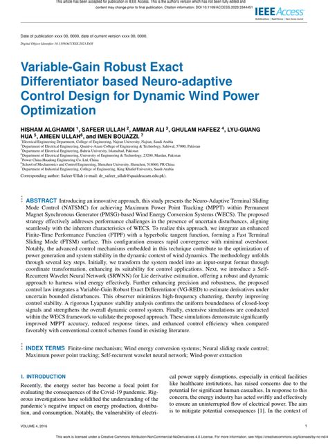 Pdf Variable Gain Robust Exact Differentiator Based Neuro Adaptive Control Design For Dynamic
