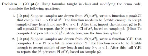Problem Pts Using Formulas Taught In Class Chegg Com