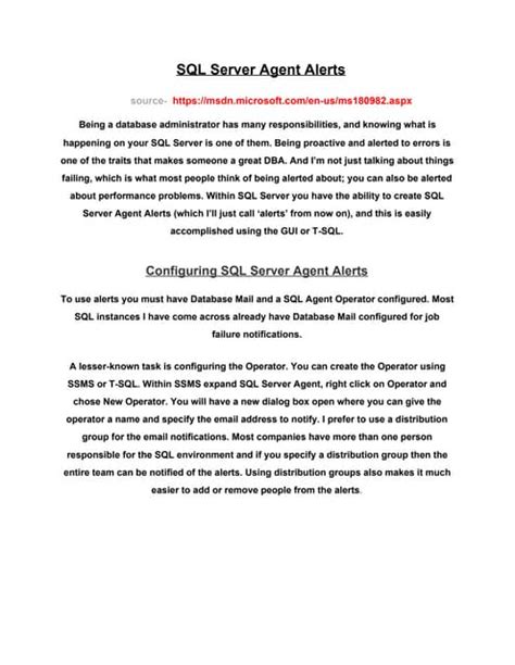 Sql Server Agent Alerts Pdf