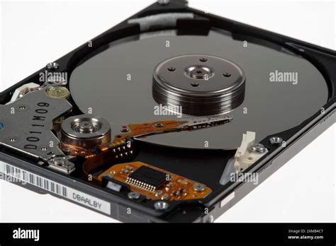 Computer Hard Drive Opened Readwrite Head On The Storage Disc